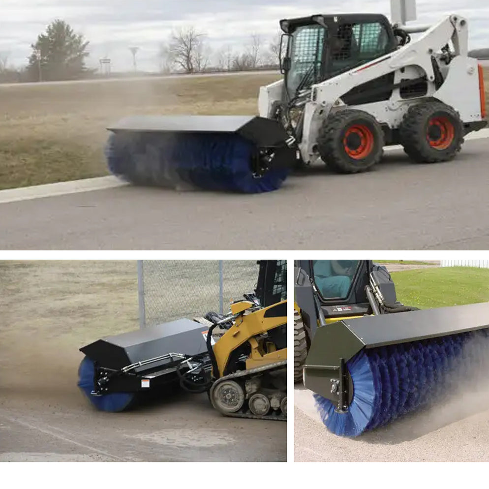 96" Triple S Power Angle Broom Skid Steer Attachment — Triple S Products