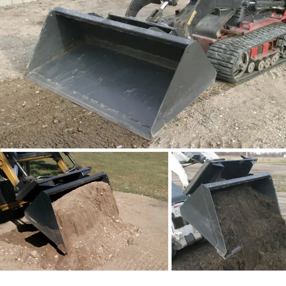 42" Triple S Power Mini Low Profile Material Bucket Skid Steer Attachm ...