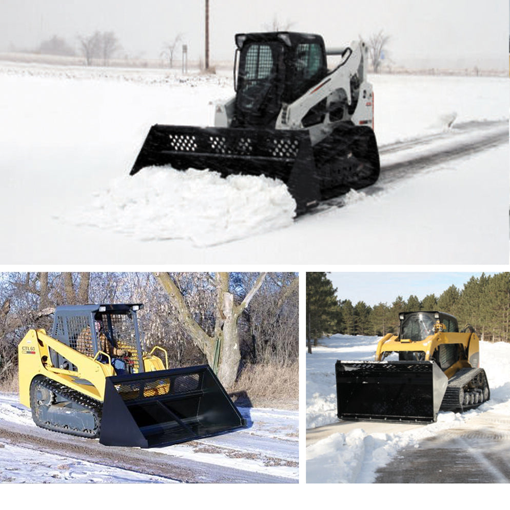 72" Triple S Light Material Snow Bucket Skid Steer Attachment — Triple ...